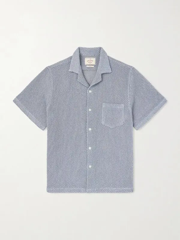 Portuguese Flannel Agora Camp-collar Cotton-blend Shirt - Blue