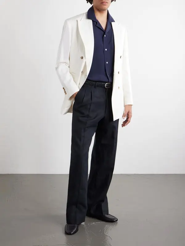 Thom Sweeney Camp-collar Silk Shirt