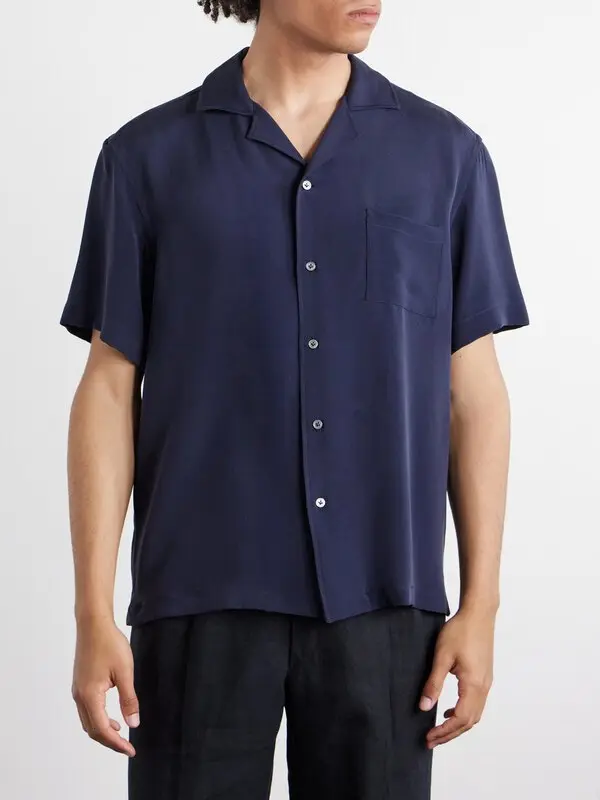 Thom Sweeney Camp-collar Silk Shirt