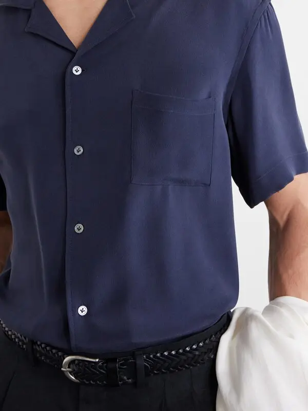 Thom Sweeney Camp-collar Silk Shirt