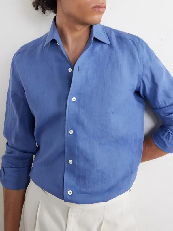 Thom Sweeney Linen Shirt - Blue