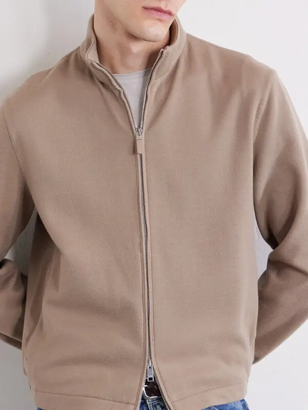 Zegna Honeycomb-knit Cotton, Wool And Silk-blend Zip-up Sweater