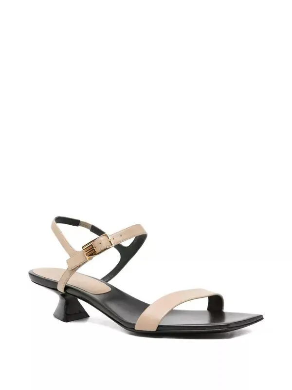 SERGIO ROSSI Square-toe Buckle-fastening Sandals - Neutrals