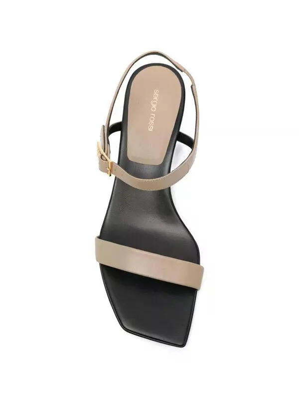 SERGIO ROSSI Square-toe Buckle-fastening Sandals - Neutrals