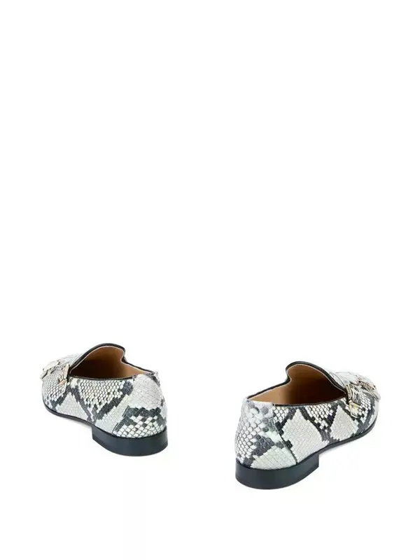 DOUCAL'S Snakeskin-effect Double-buckle Loafers