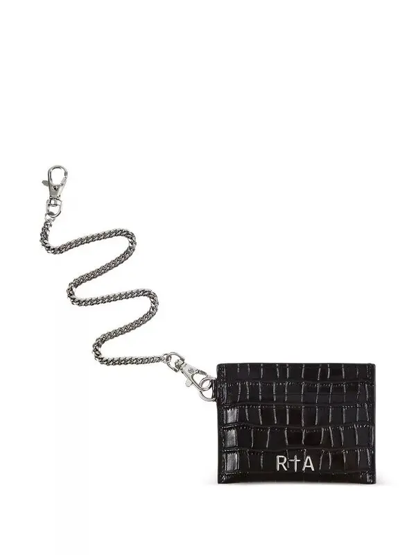 RtA Dominic Crocodile-effect Leather Wallet Chain - Black