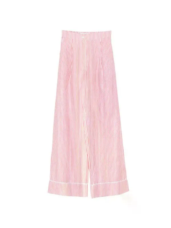 RIVIERA Striped Wide-leg Pants - Red