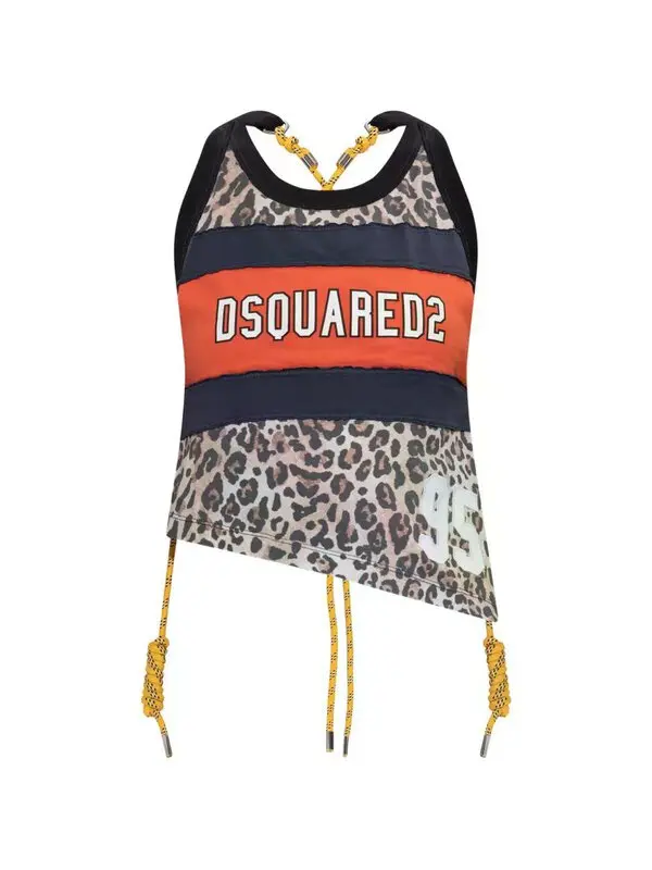 Dsquared2 Wild Leopard Print Asymmetric Top