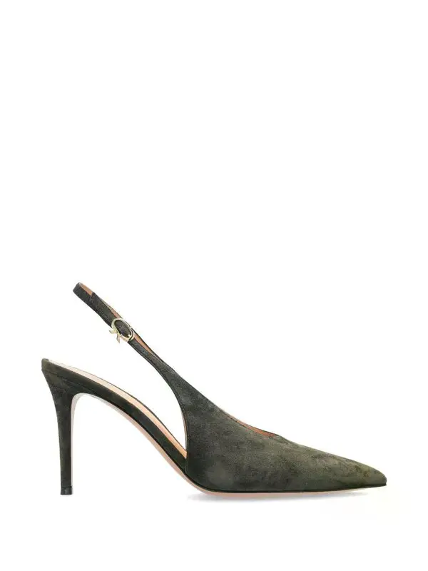 GIANVITO ROSSI Robbie Suede Slingback Pumps - Green