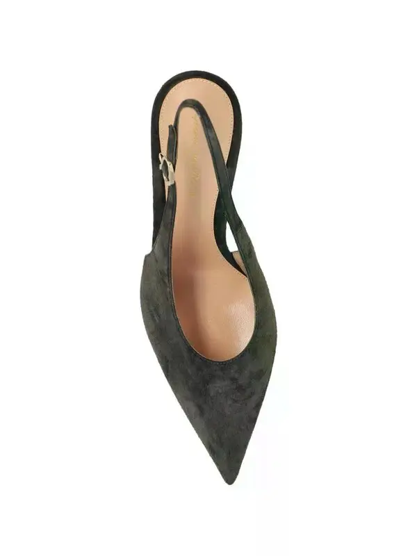 GIANVITO ROSSI Robbie Suede Slingback Pumps - Green