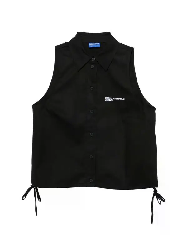 Karl Lagerfeld Logo-embroidered Drawstring-hem Top