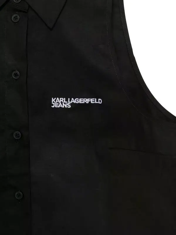 Karl Lagerfeld Logo-embroidered Drawstring-hem Top