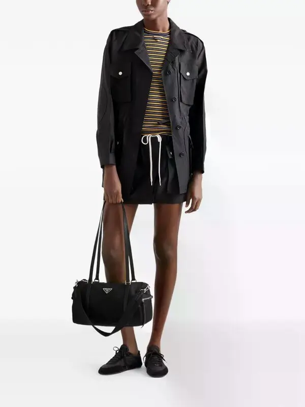 Prada Re-nylon And Saffiano Leather Duffel Bag - Black
