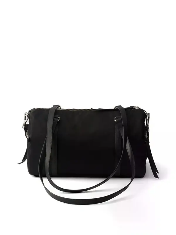 Prada Re-nylon And Saffiano Leather Duffel Bag - Black