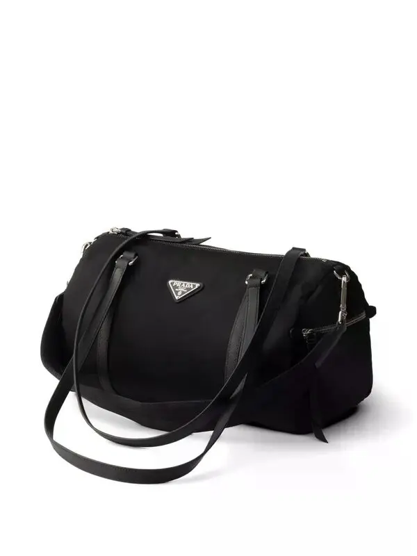 Prada Re-nylon And Saffiano Leather Duffel Bag - Black