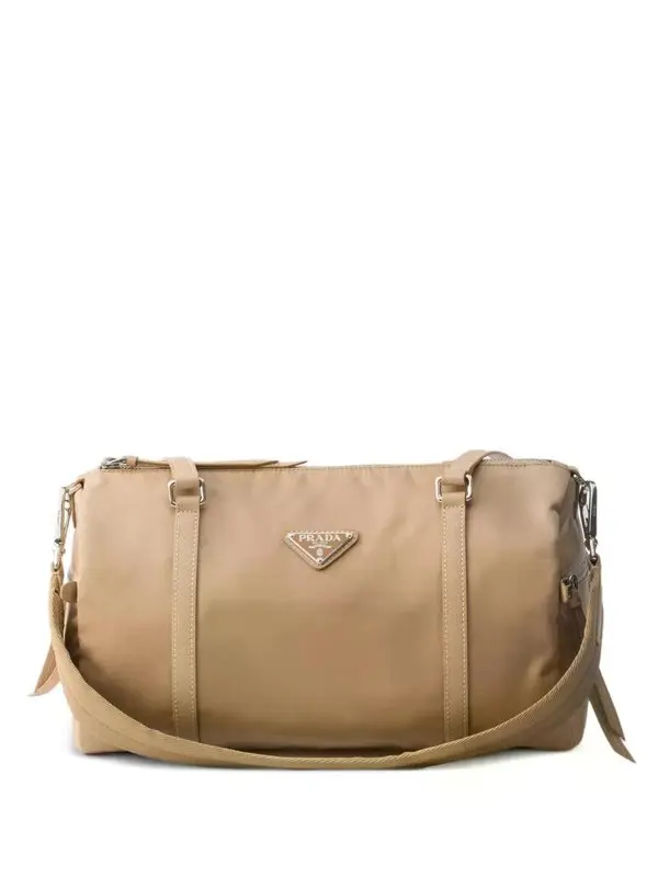 Prada Re-nylon And Saffiano Leather Duffle Bag - Brown
