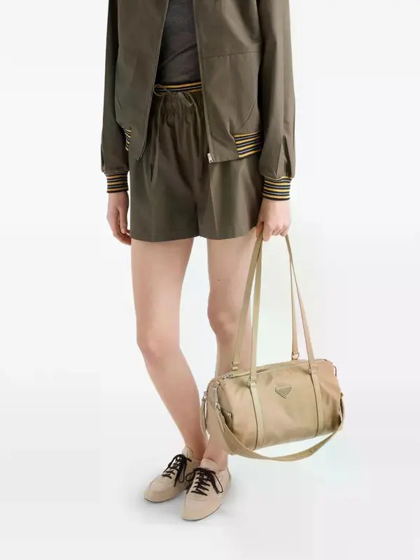 Prada Re-nylon And Saffiano Leather Duffle Bag - Brown