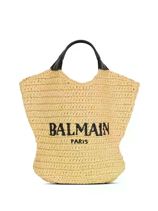 Balmain Mini Crochet Tote - Neutrals