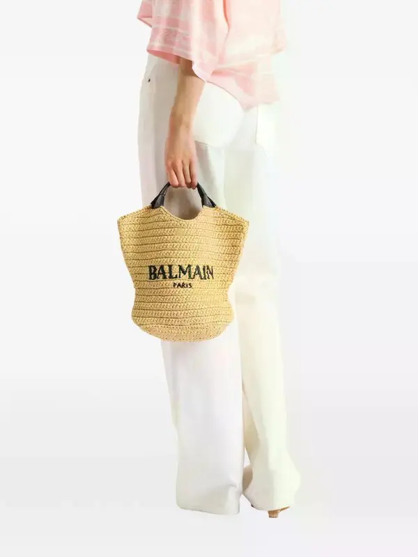 Balmain Mini Crochet Tote - Neutrals