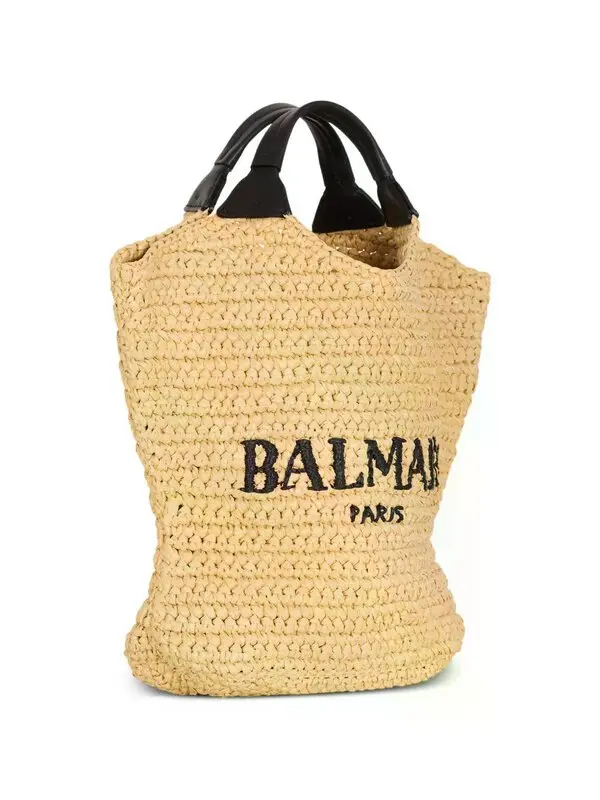 Balmain Mini Crochet Tote - Neutrals