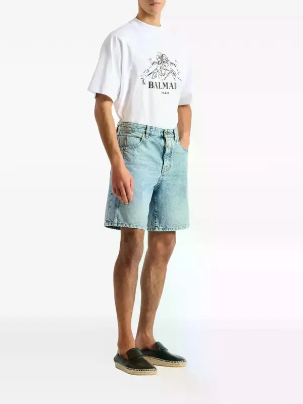 Balmain Light Denim Bermuda Shorts - Blue
