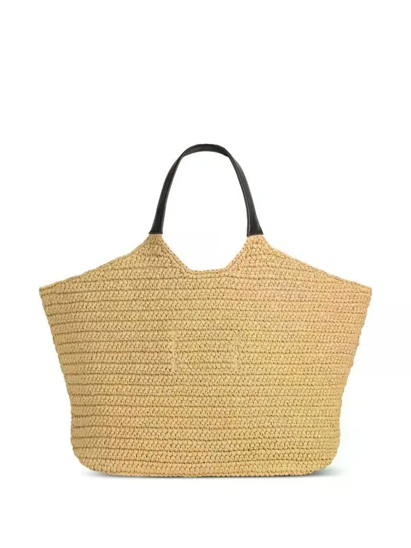 Balmain Crochet Raffia-effect Tote Bag - Neutrals