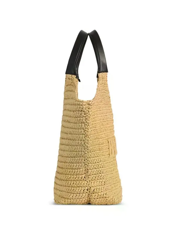 Balmain Crochet Raffia-effect Tote Bag - Neutrals