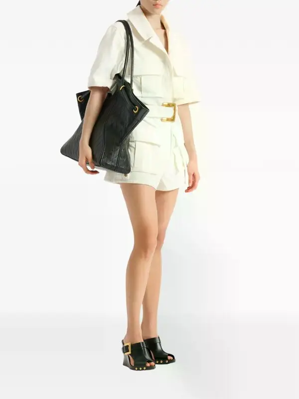 Balmain Belted Denim Playsuit