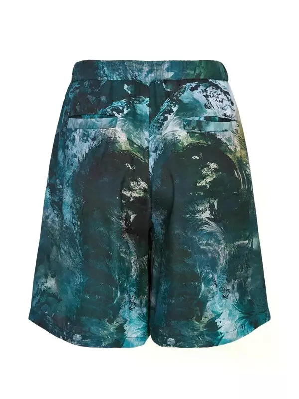 TAAKK Abstract-print Pleated Shorts