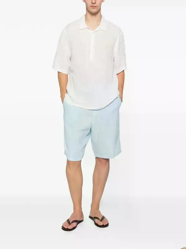 120% Lino Drawstring-waist Linen Shorts