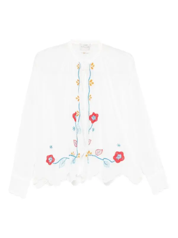 FORTE_FORTE Embroidered Cotton Shirt - White