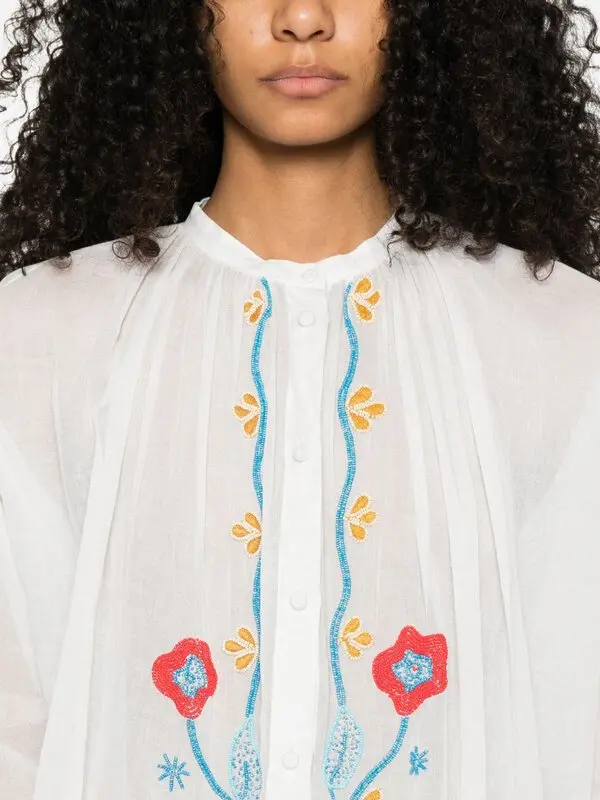FORTE_FORTE Embroidered Cotton Shirt - White
