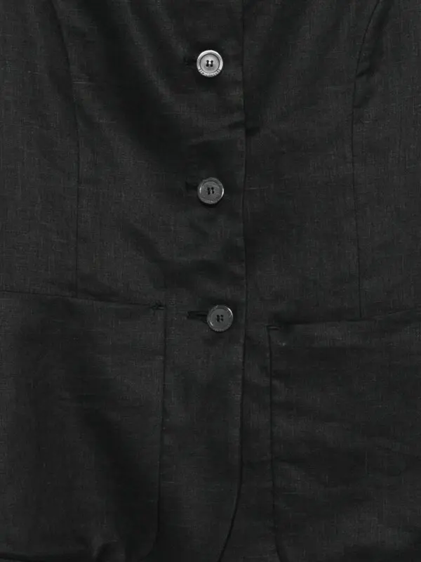 SEMICOUTURE Glenna Linen Vest - Black
