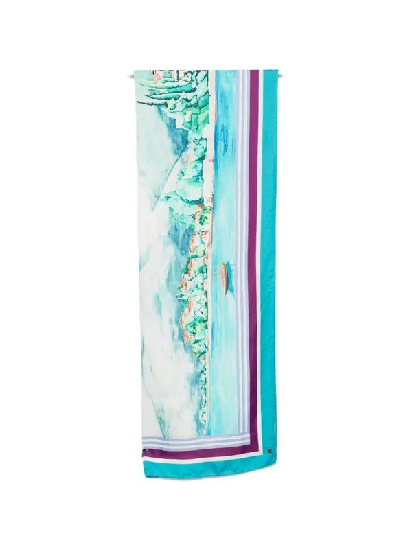FORTE_FORTE Lake Como Print Foulard - Sky Blue