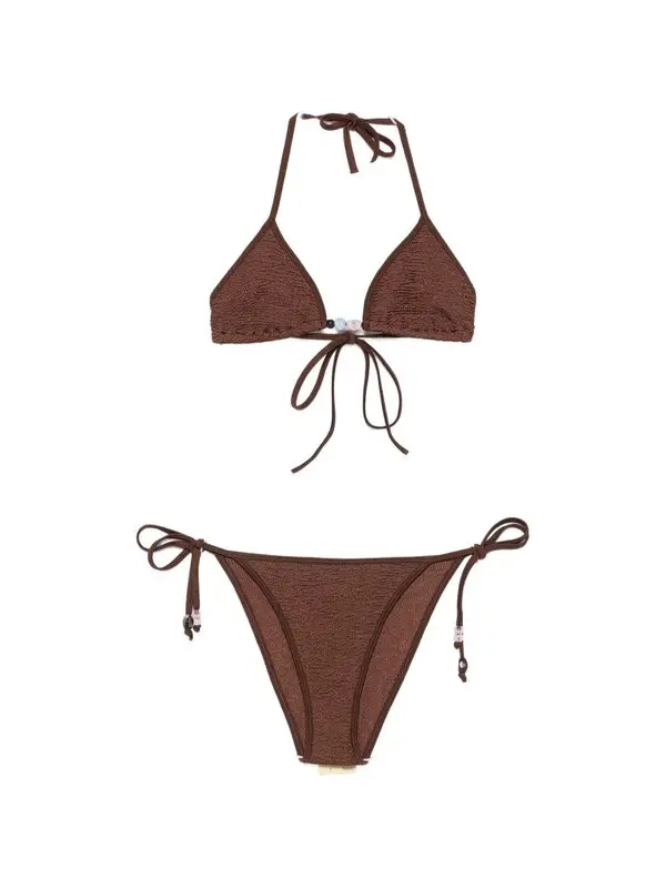 Hunza G Gina Beaded Bikini Set - Brown