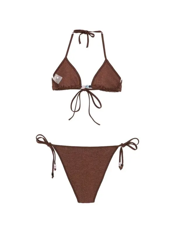 Hunza G Gina Beaded Bikini Set - Brown