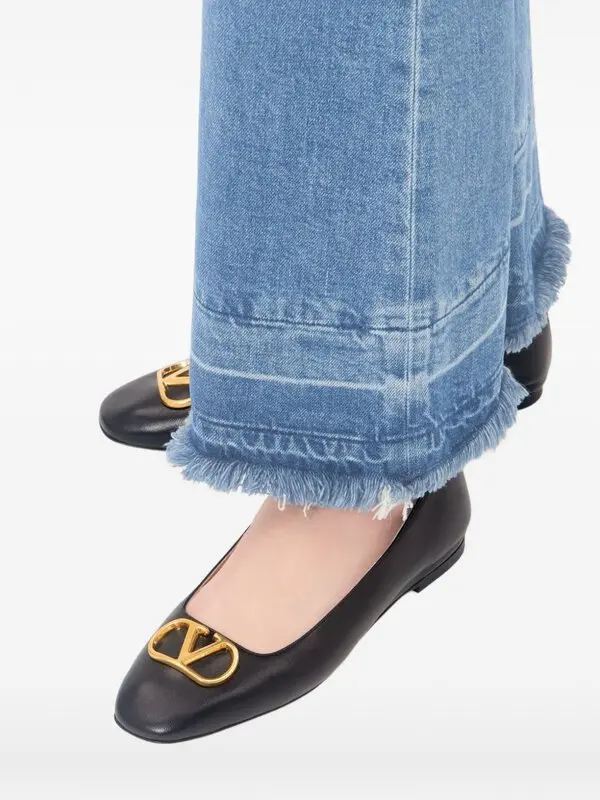 Valentino Garavani Vlogo Signature Leather Ballerinas - Black