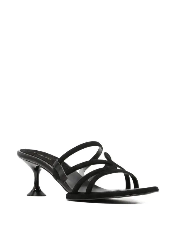 SERGIO ROSSI Suede Strappy Heel Sandals - Black