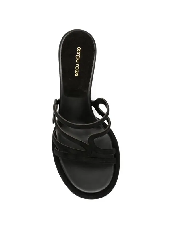 SERGIO ROSSI Suede Strappy Heel Sandals - Black