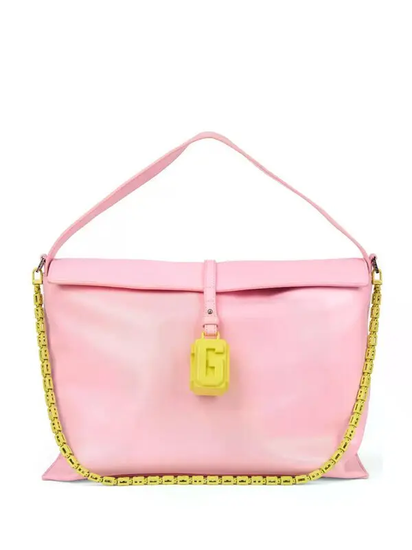 Gcds Mega Comma Logo-plaque Chain-link Shoulder Bag - Pink