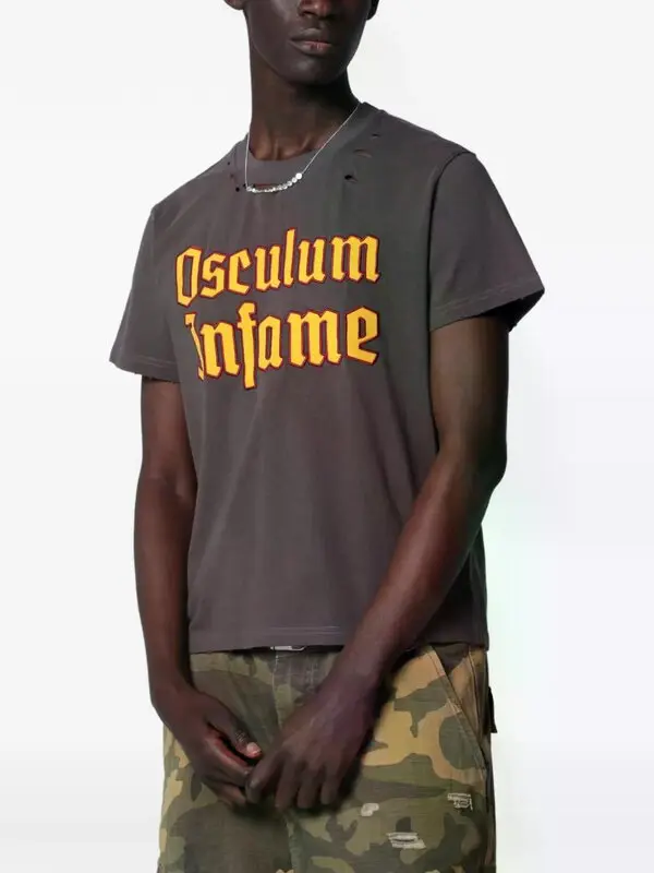DAGGER 6669 Distressed Text-print T-shirt