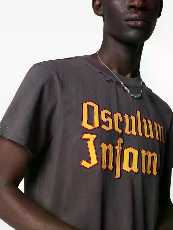 DAGGER 6669 Distressed Text-print T-shirt