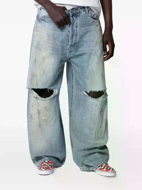 DAGGER Johnny Distressed-finish Wide Leg Jeans