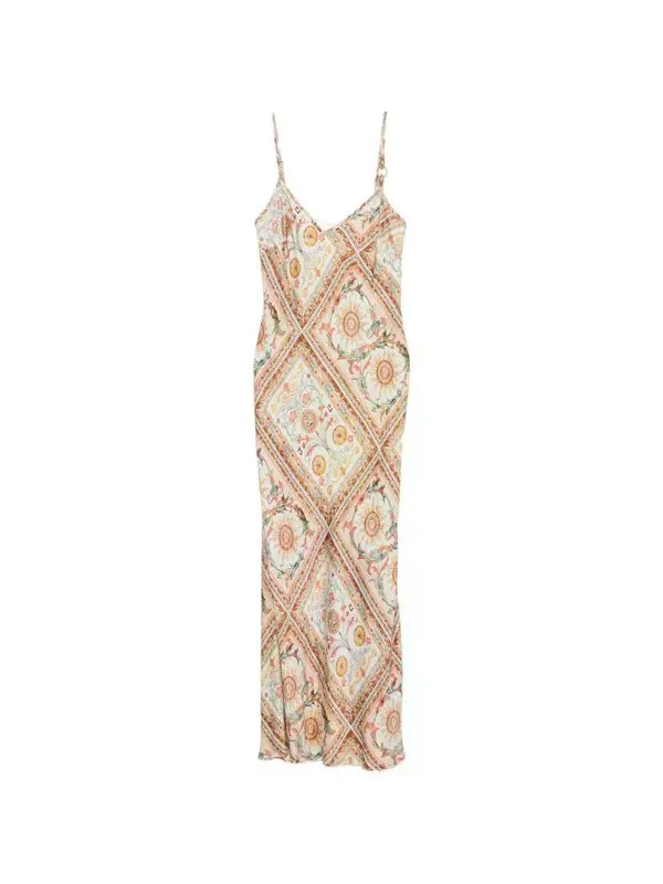 Just Cavalli Baroque-print Hardware-detail Midi Dress - Neutrals