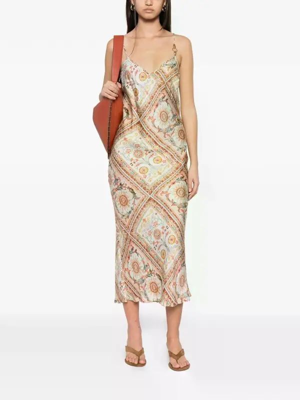 Just Cavalli Baroque-print Midi Dress With Hardware Detail