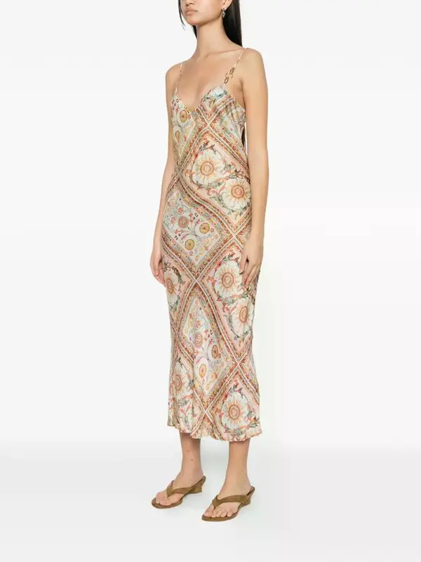 Just Cavalli Baroque-print Midi Dress With Hardware Detail