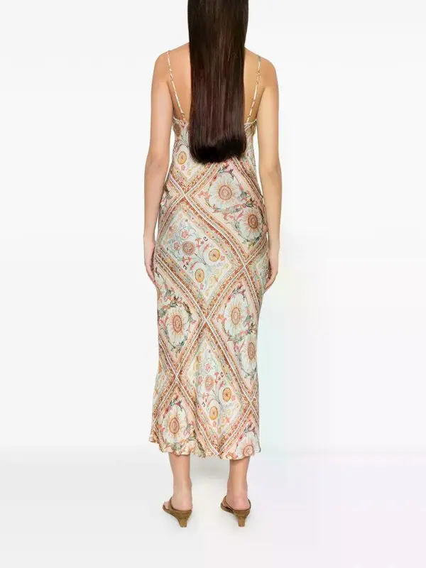 Just Cavalli Baroque-print Midi Dress With Hardware Detail