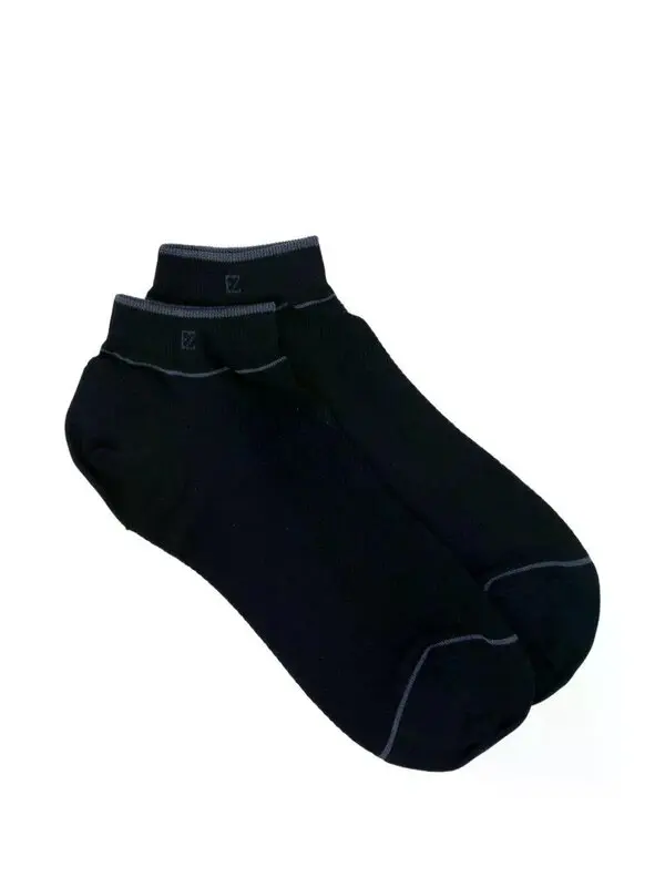 Zegna Piqué Ankle Socks - Blue