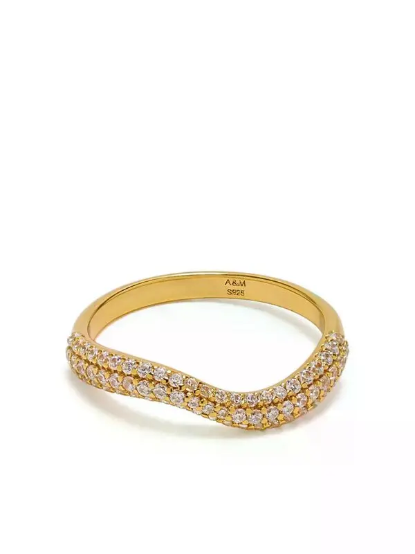 ASTRID & MIYU Wave Crystal Ring - Gold