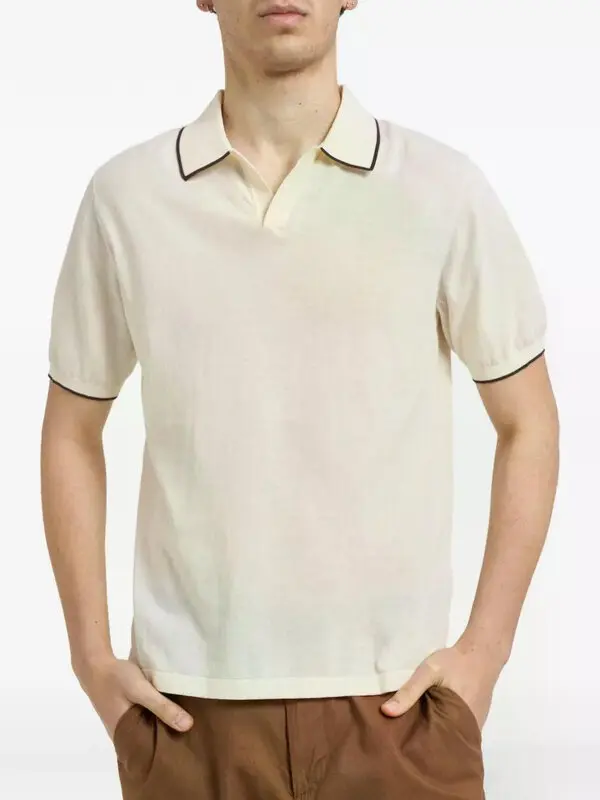 MC2 SAINT BARTH Sloan Contrast-trim Polo Collar T-shirt - Neutrals